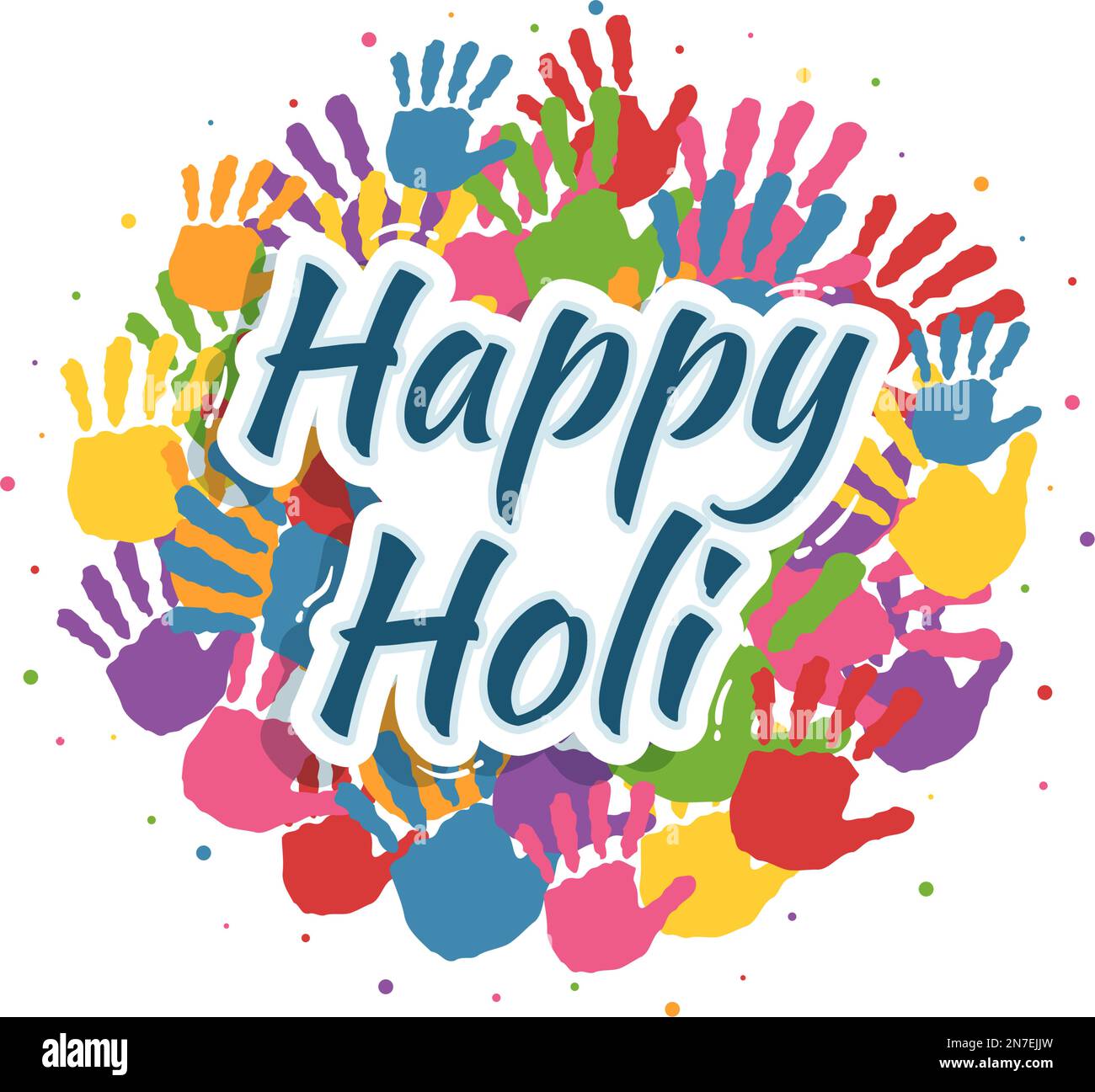 Happy Holi Festival Illustration with Colorful Pot and Powder In Hindi ...