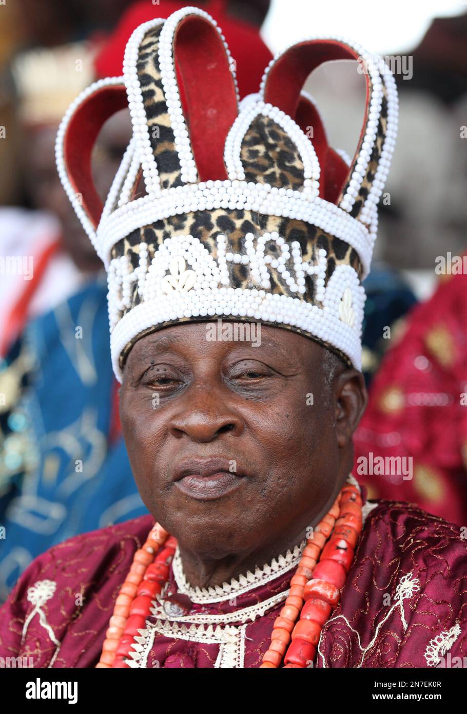 An Igbo traditional chief attends an event to celebrate the life of ...