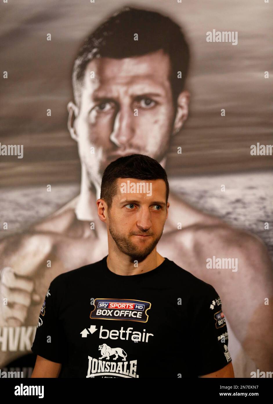 Carl Froch of Britain arrives for a press conference at O2 Arena in ...