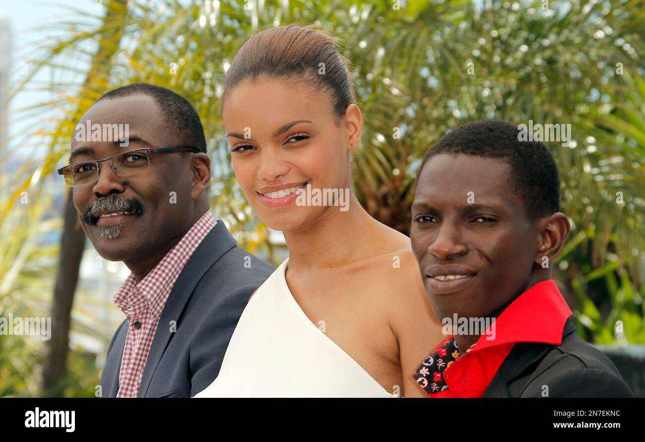 From left, director Mahamat-Saleh Haroun, actress Anais Monory and ...