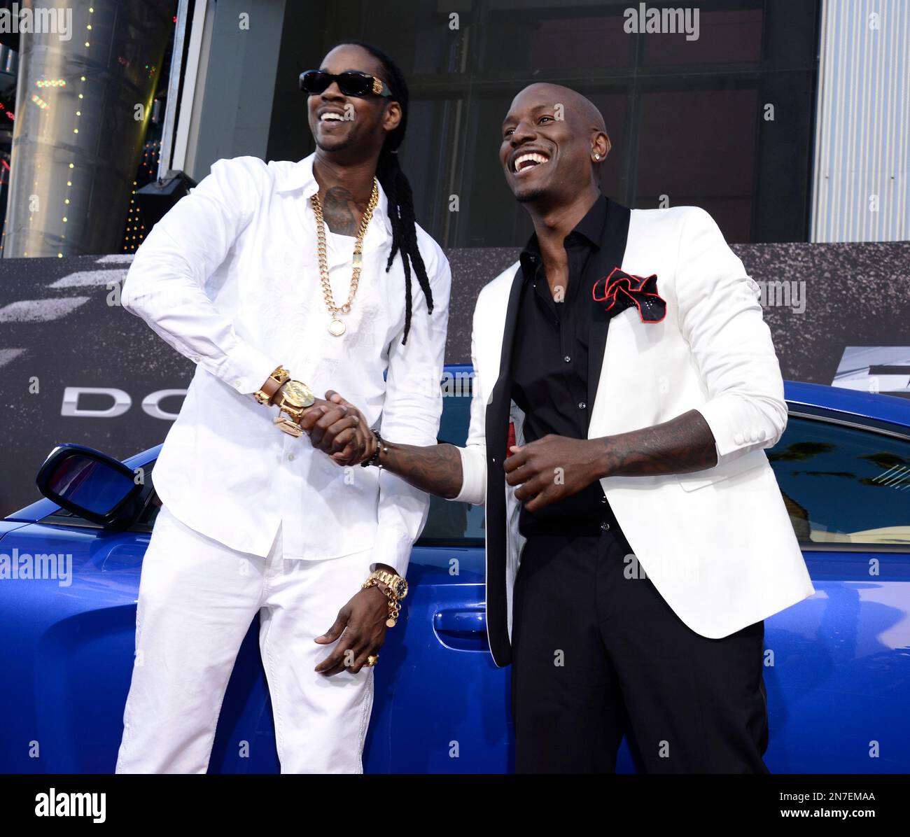 Rapper 2 Chainz, left, and actor Tyrese Gibson arrive at the LA ...