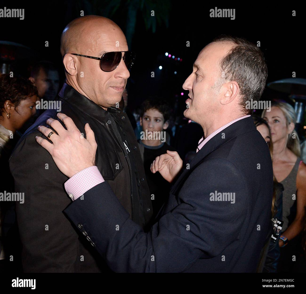 Actor Vin Diesel, left, and President of Universal Pictures Jimmy ...