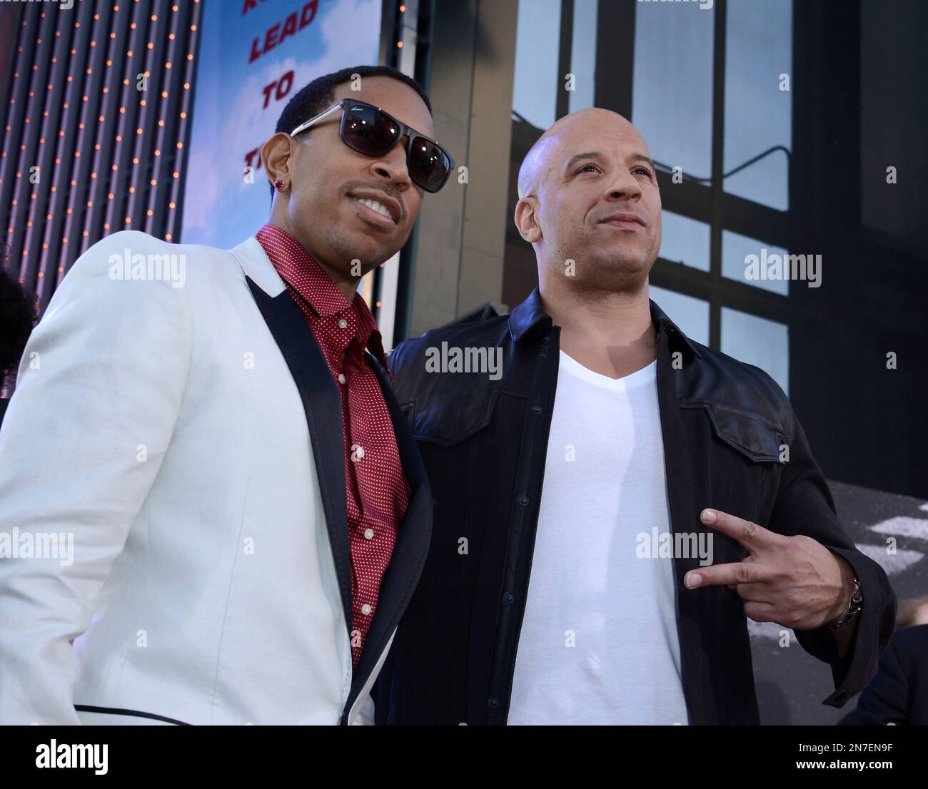 Actor Vin Diesel, right, and rapper Ludacris arrive at the LA Premiere ...