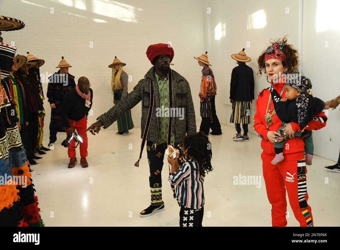 New York, USA. 10th Feb, 2023. Designers Burkindy and Marusya Vadimovna Kazakova direct models ...