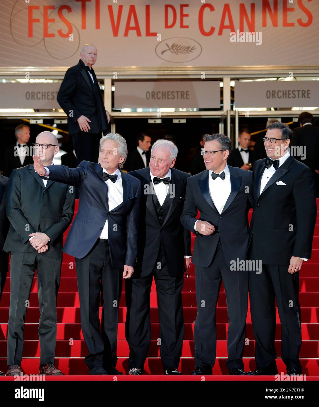 From left, director Steven Soderbergh, actor Michael Douglas, producer ...