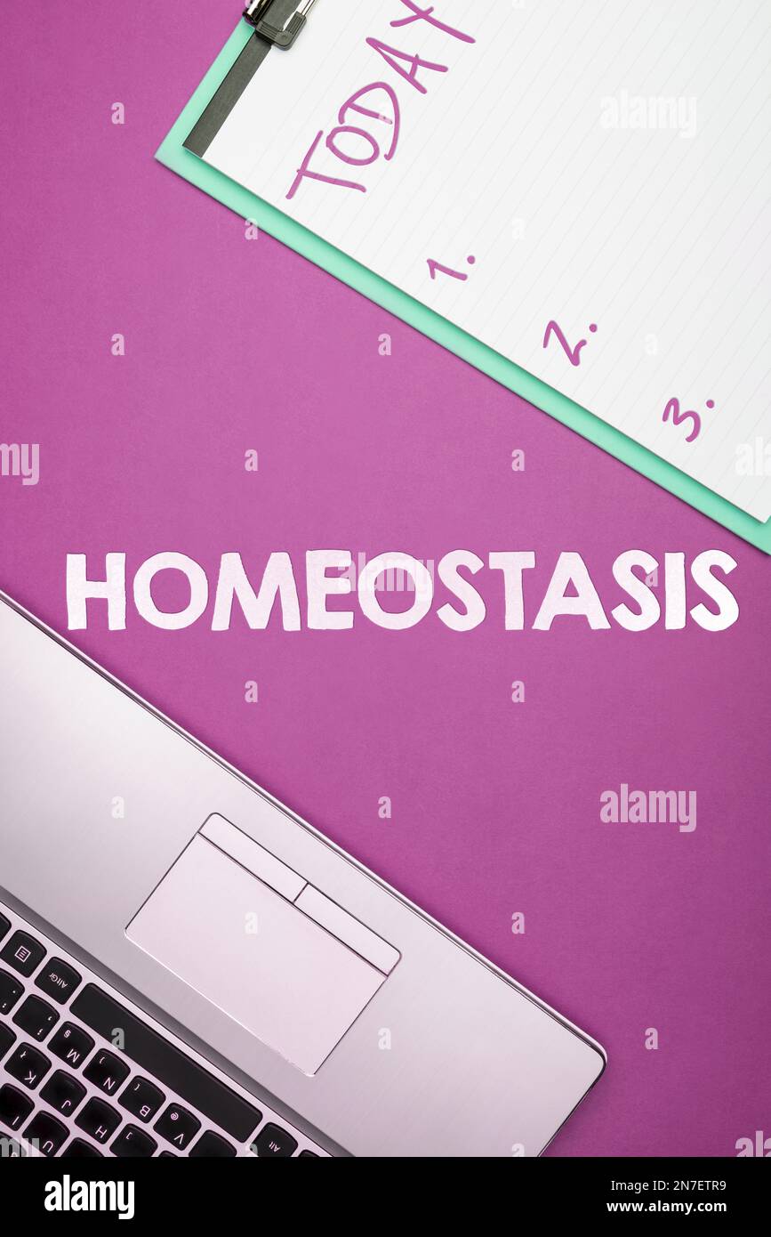 Sign displaying Homeostasis. Conceptual photo the tendency toward a ...
