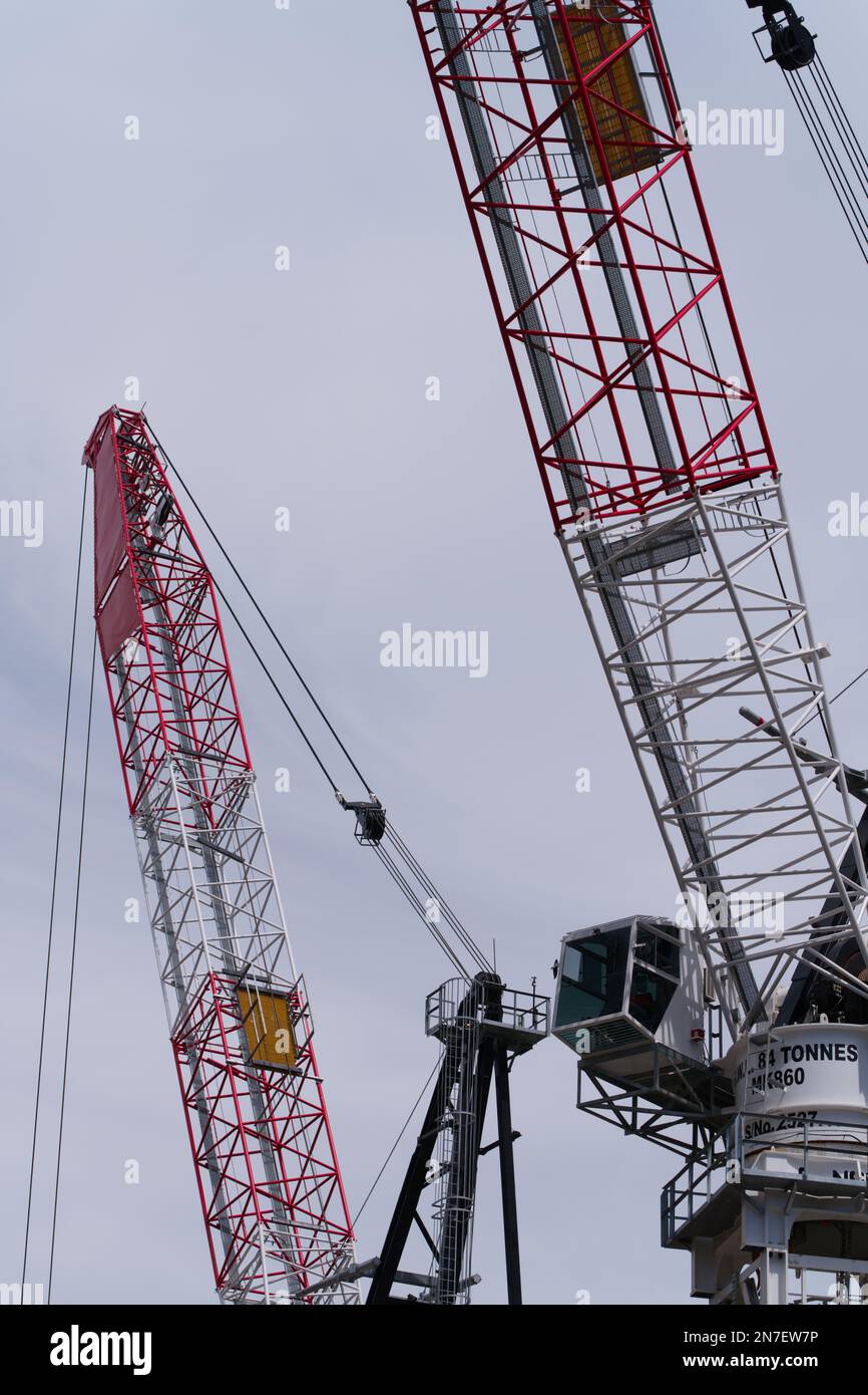 Smart city construction cranes on building sites, Melbourne city ...