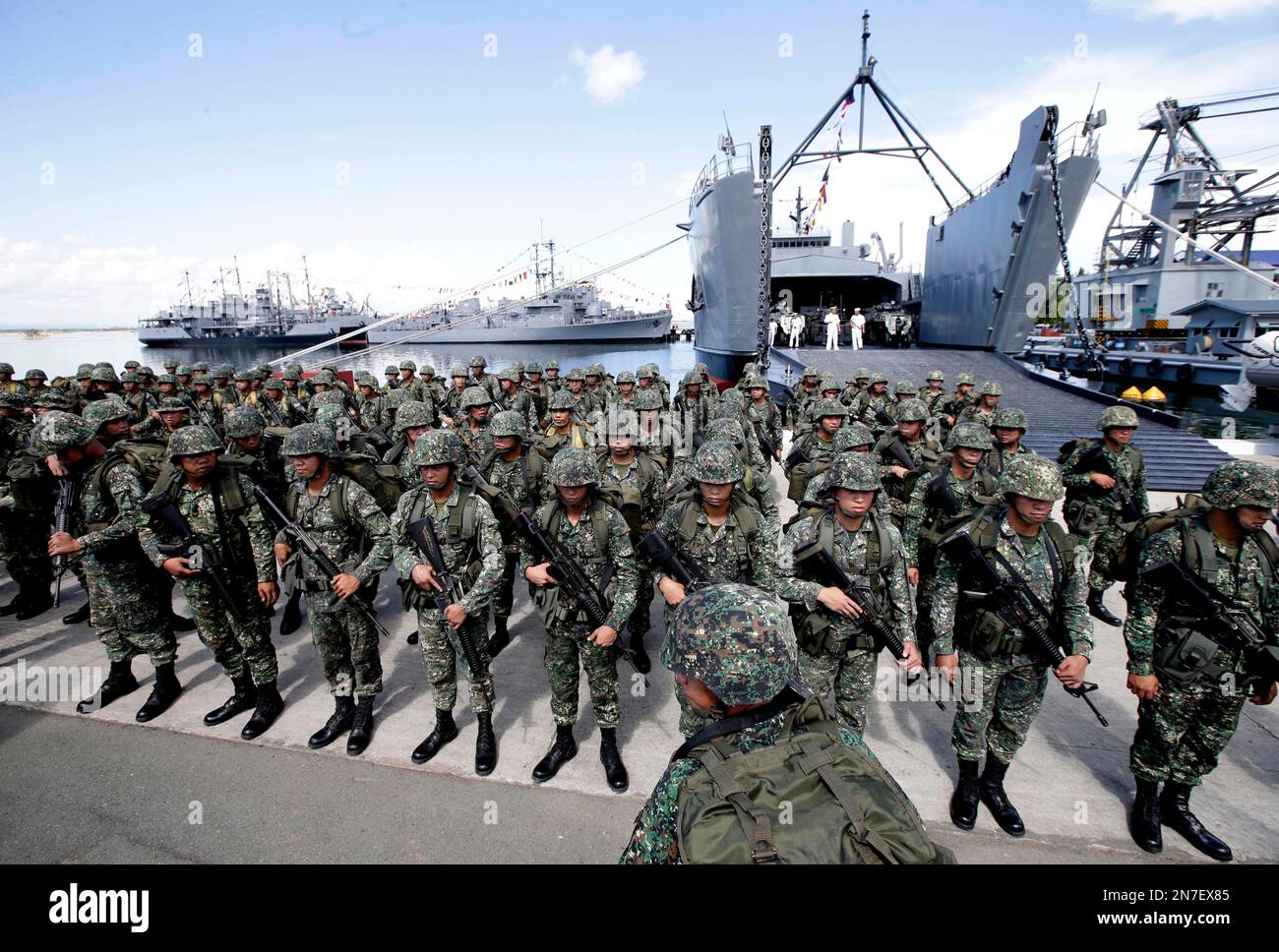Philippine Marines prepare for inspection for the 115th Philippine Navy ...
