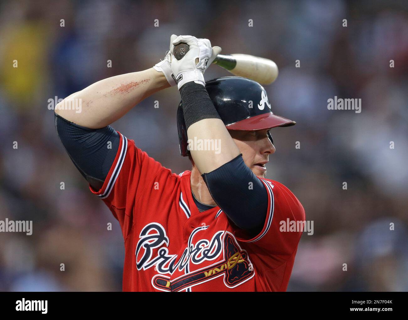 Atlanta Braves' Chris Johnson is shown against the Los Angeles Dodgers ...