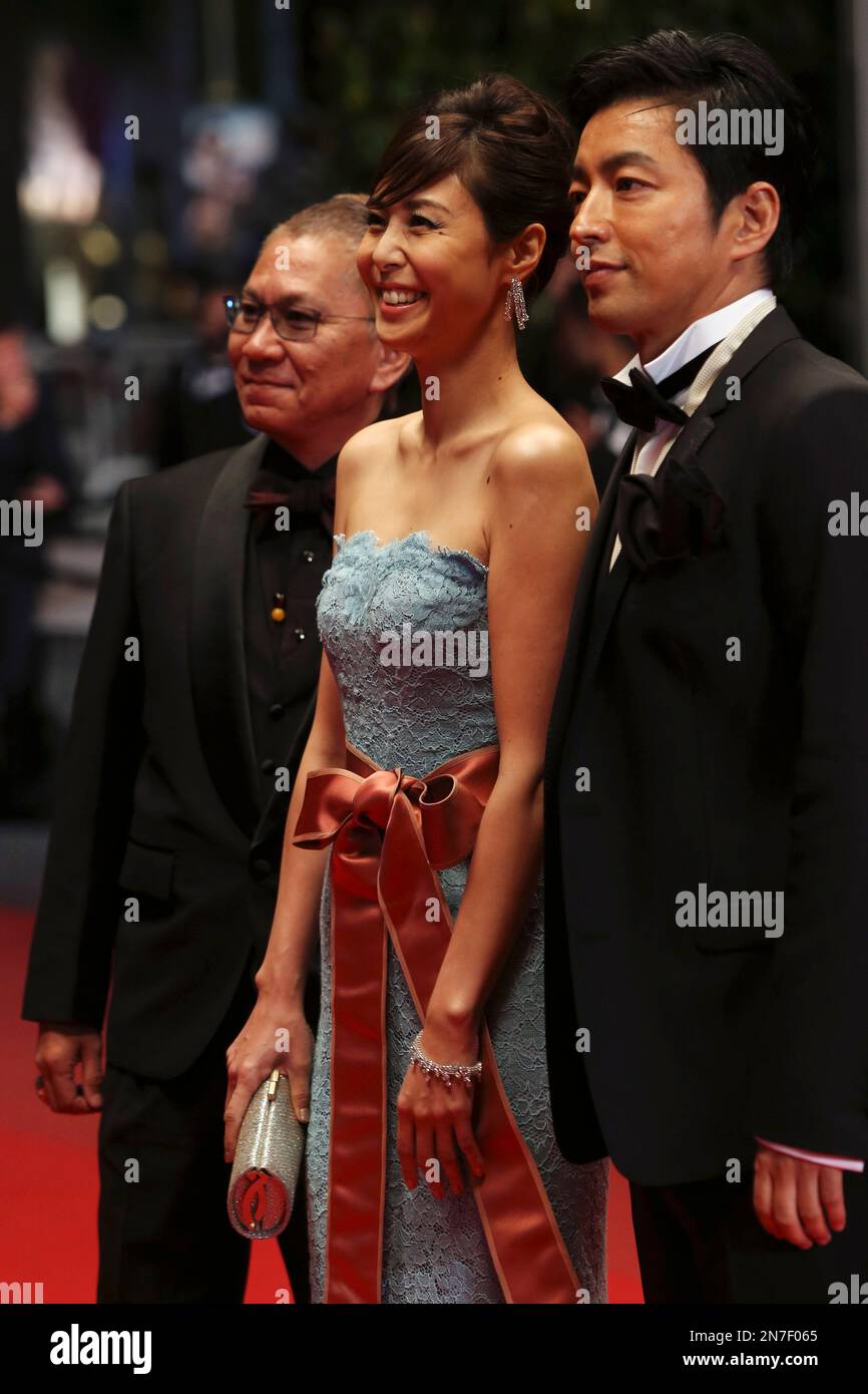 From left, director Takashi Miike, actors Nanako Matsushima and Takao ...
