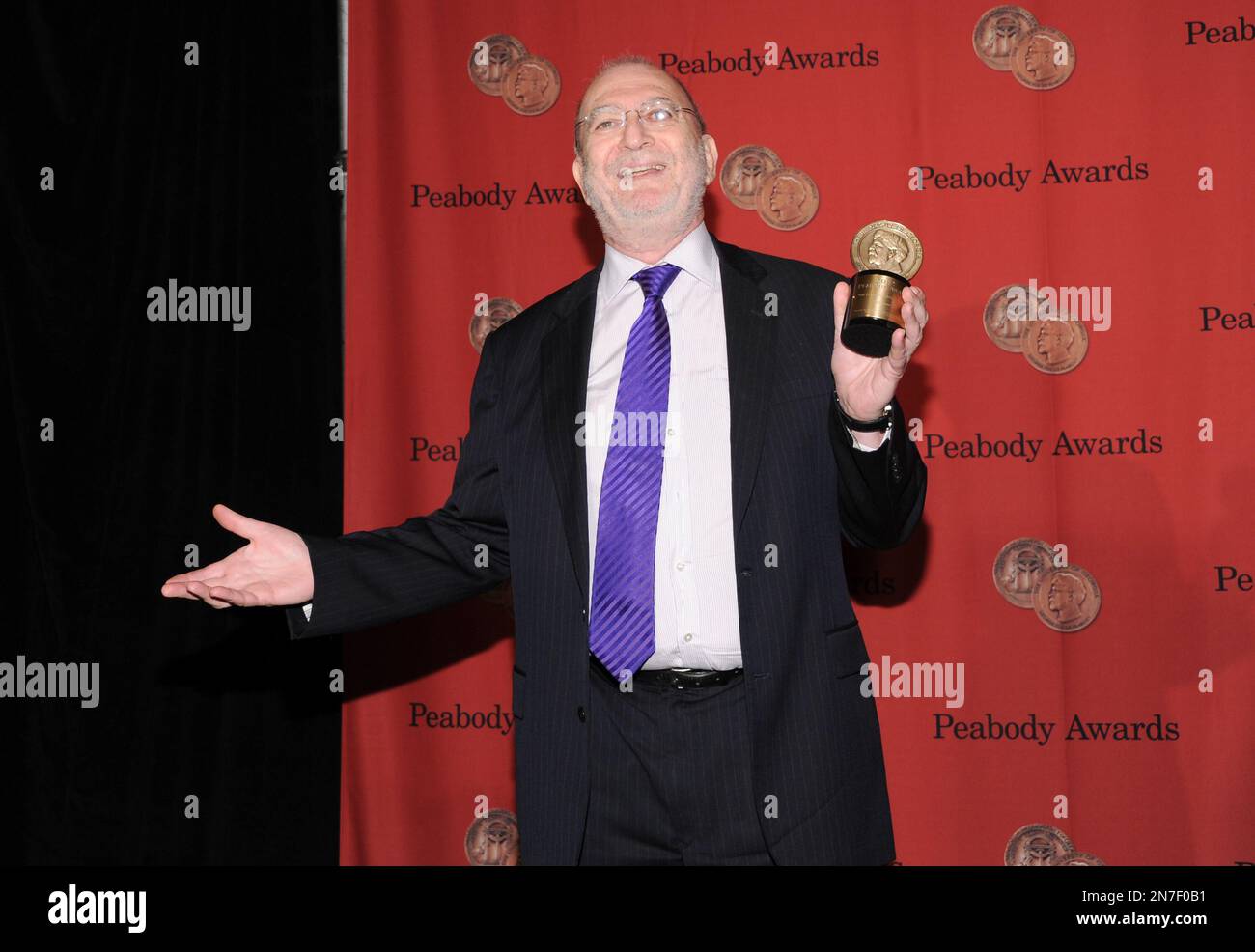 WNYC Radio talk show host Leonard Lopate poses with his award at the ...
