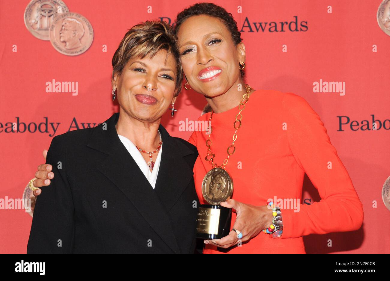 Television journalist Robin Roberts, right, poses with her sister Sally ...