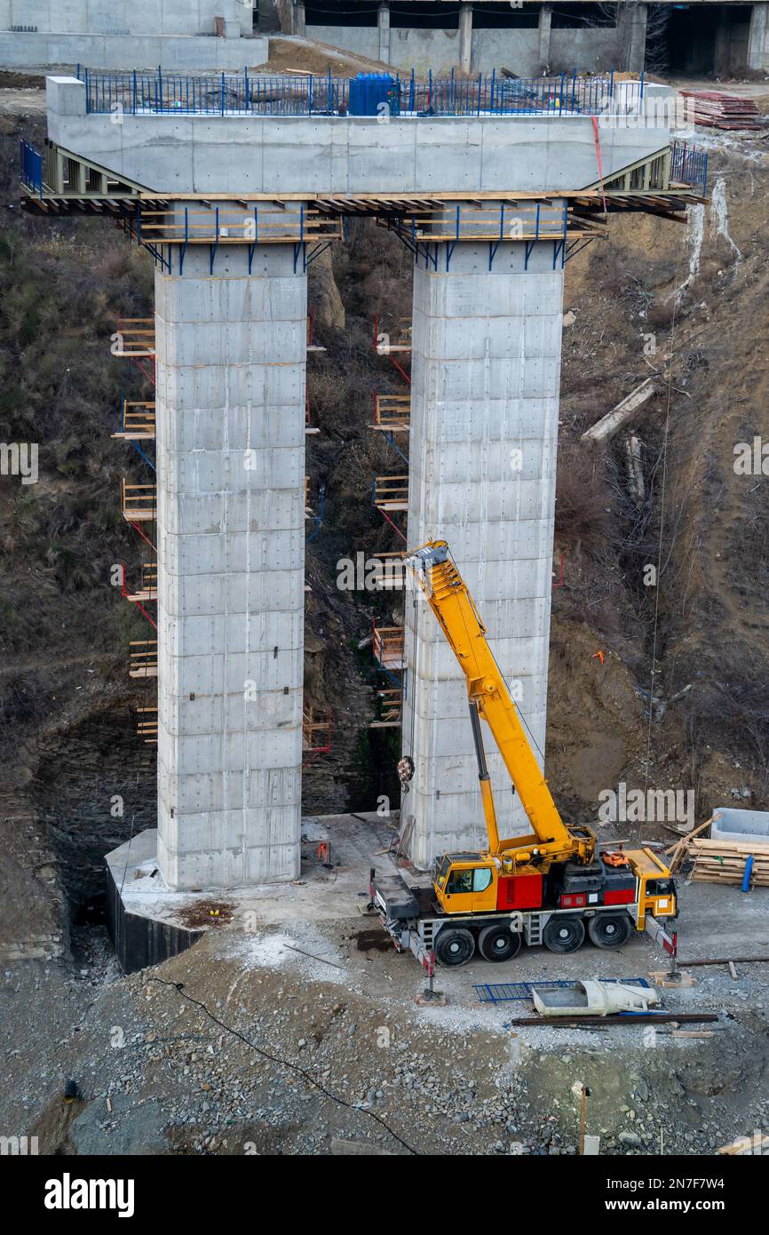 Process construction bridge for cars or trains and road transport ...