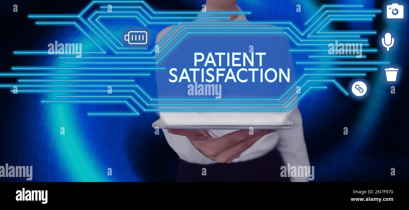 Hand writing sign Patient Satisfaction. Concept meaning Indicator for ...