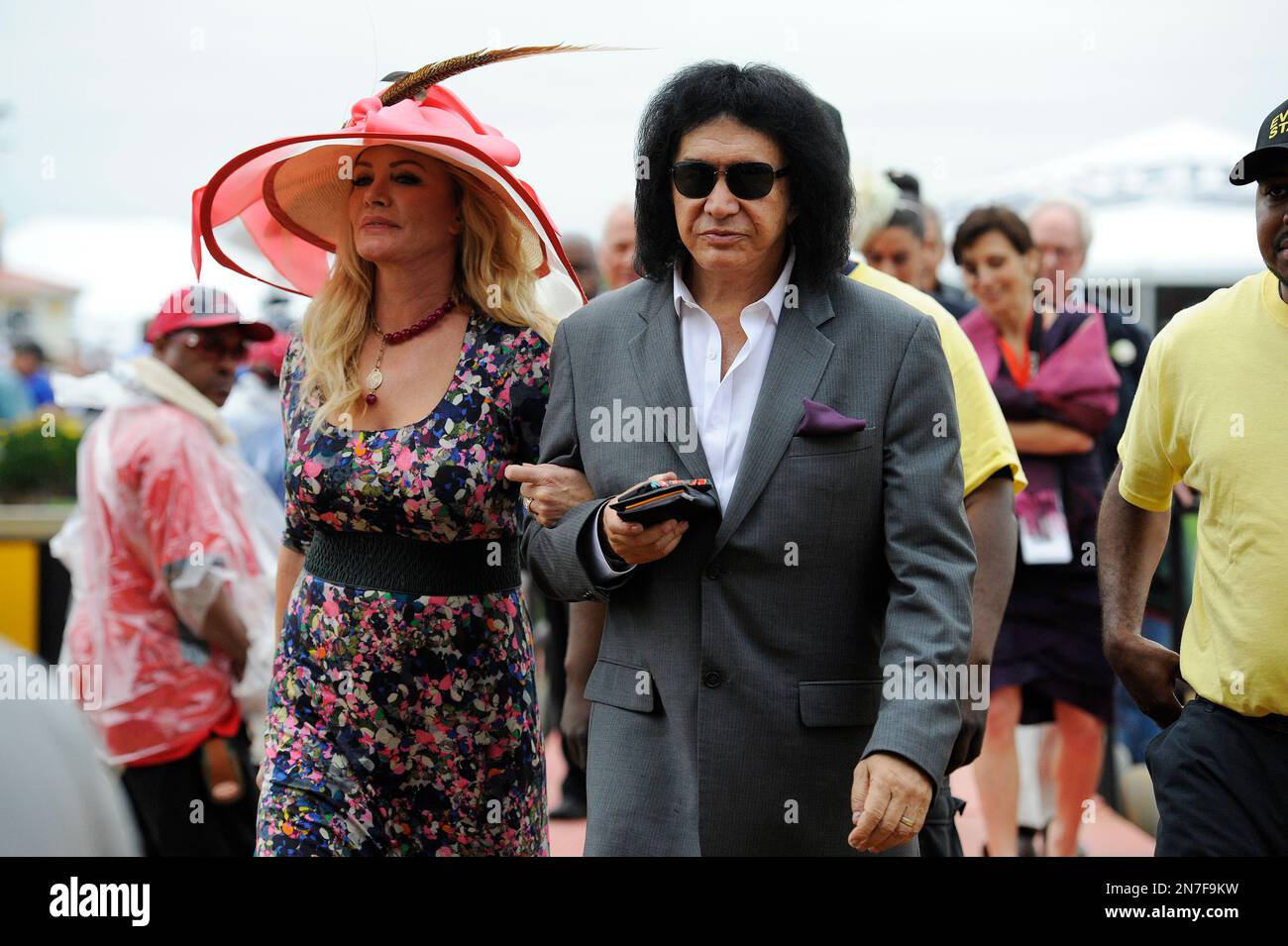 Gene Simmons walks with his wife Shannon Tweed before the 138th ...