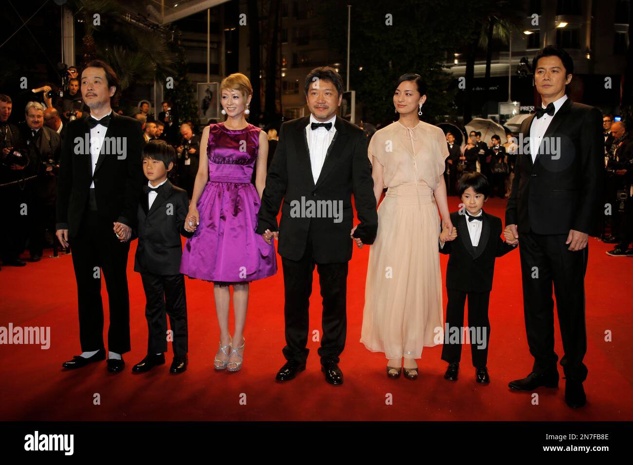 From left, actors Lily Franky, Shogen Whang , Yoko Maki, director ...