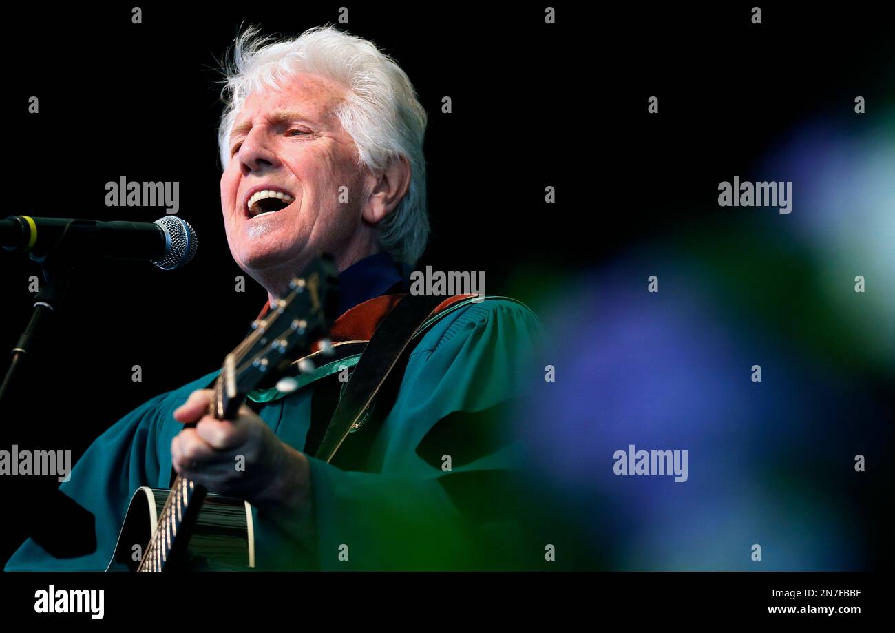 Graham Nash performs his song "Teach Your Children" after receiving an ...