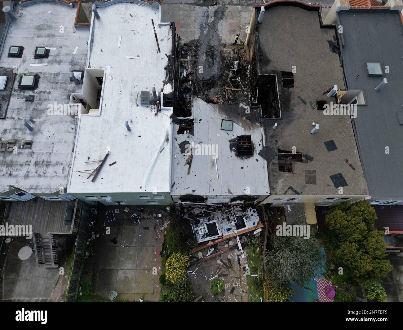 San Francisco, USA. 10 February 2023. A first floor exterior wall lay ...