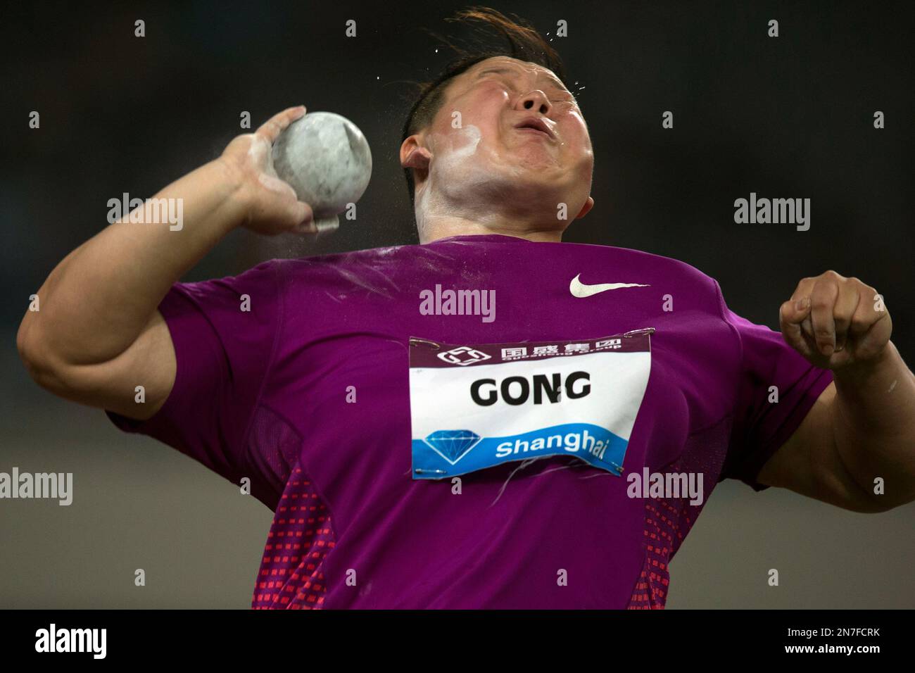 China's Gong Lijiao throws during the Women's Shot Put event at the ...