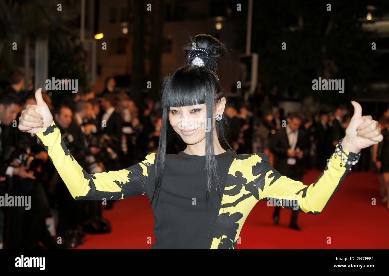 Actress Bai Ling gestures as she arrives for the screening of film A ...