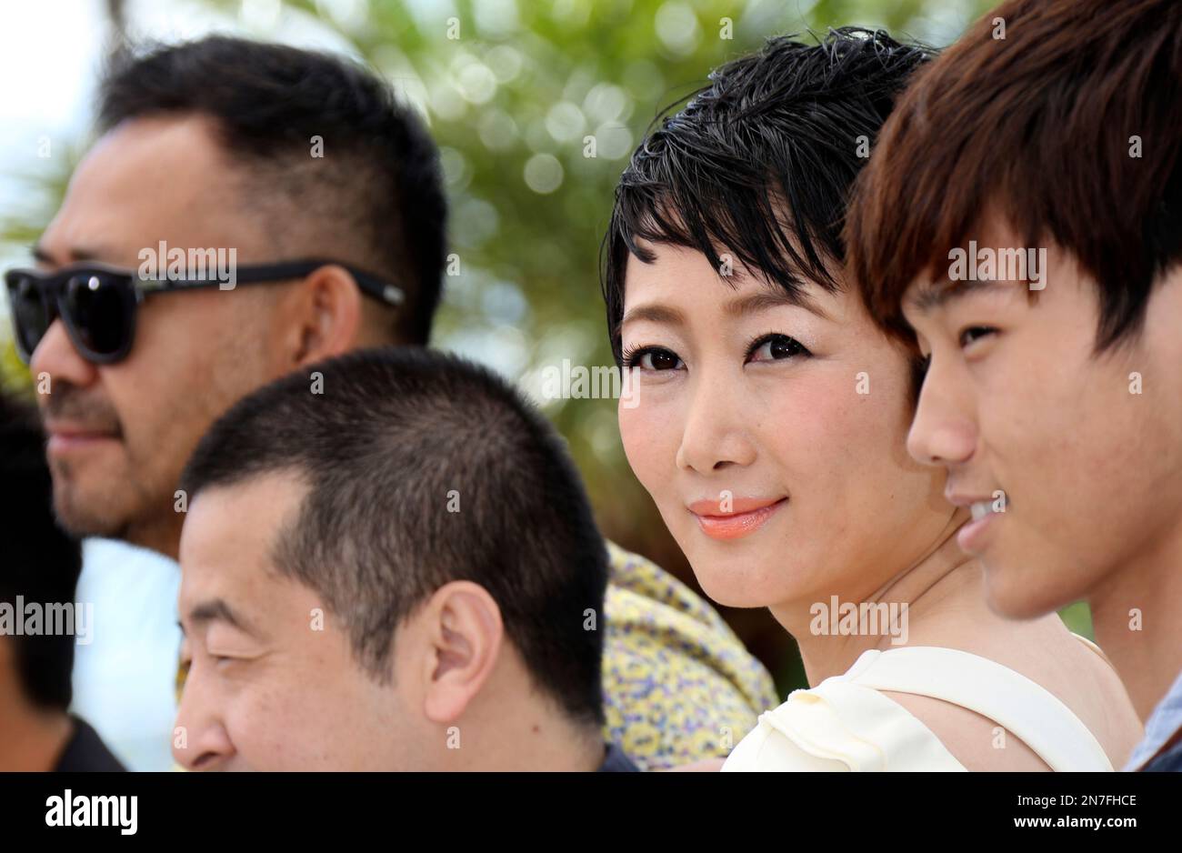 From left, actors Jiang Wu, director Jia Zhangke, actors Tao Zhao and ...
