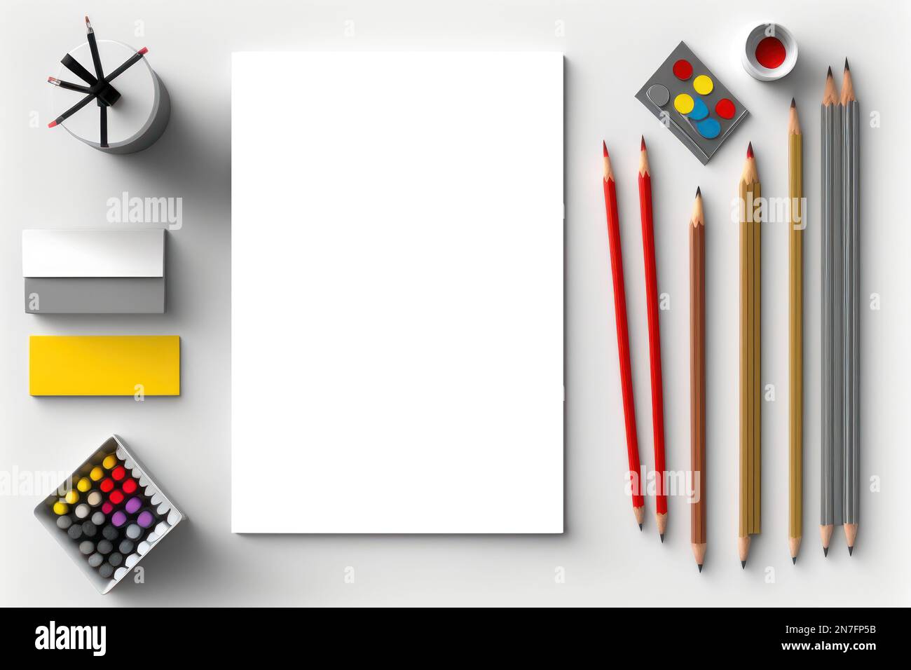 Top view of stationary object on white background Stock Photo - Alamy