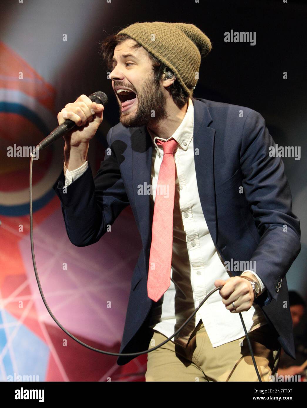 Michael Angelakos of the rock band Passion Pit performs on stage during ...