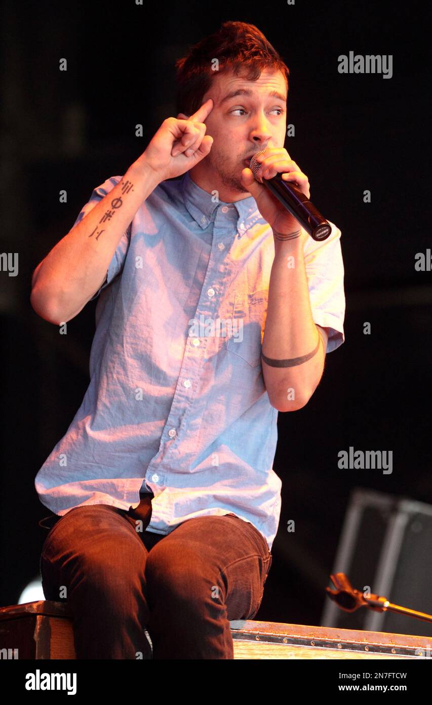 Tyler Joseph of the rock band Twenty One Pilots performs on stage ...