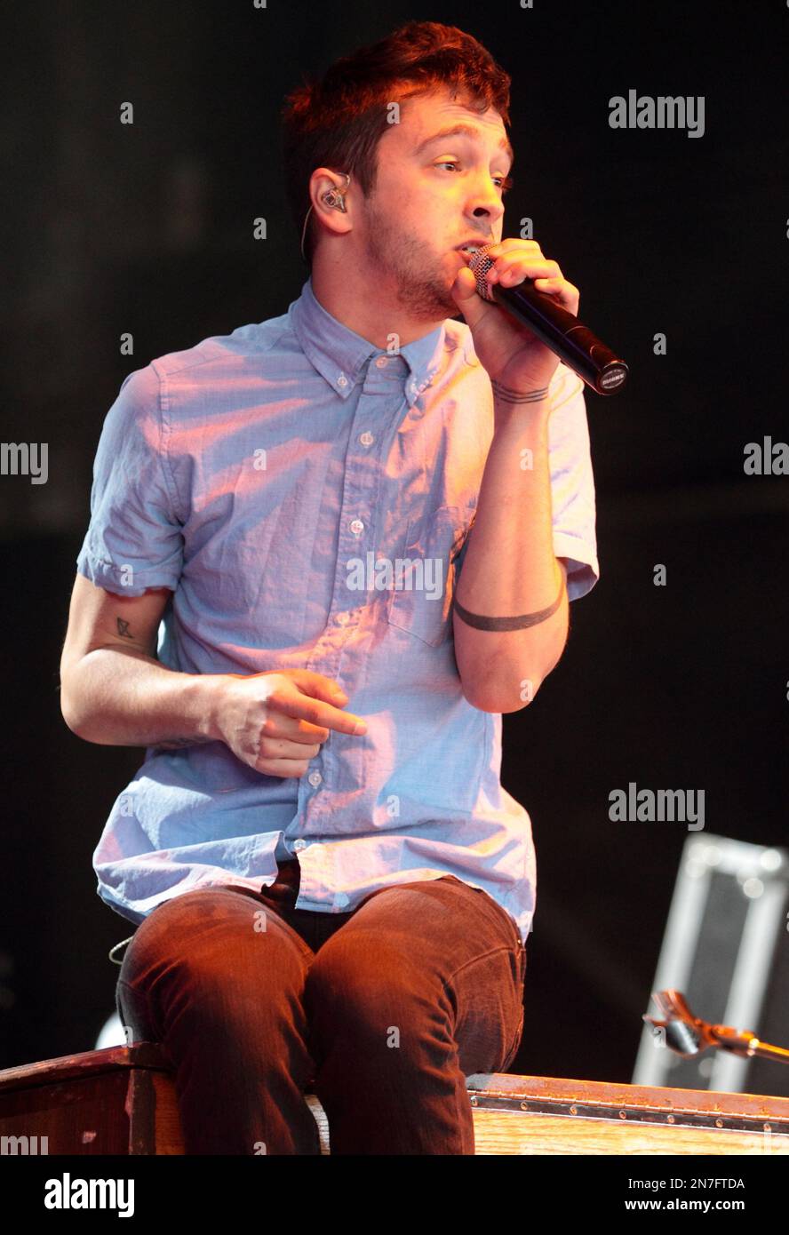 Tyler Joseph of the rock band Twenty One Pilots performs on stage ...