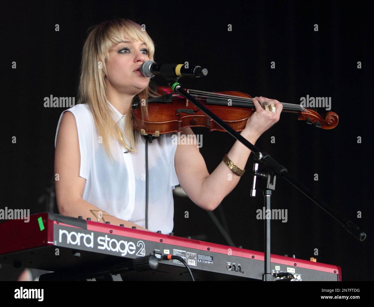 Anna Bulbrook of the rock band The Airborne Toxic Event performs on ...