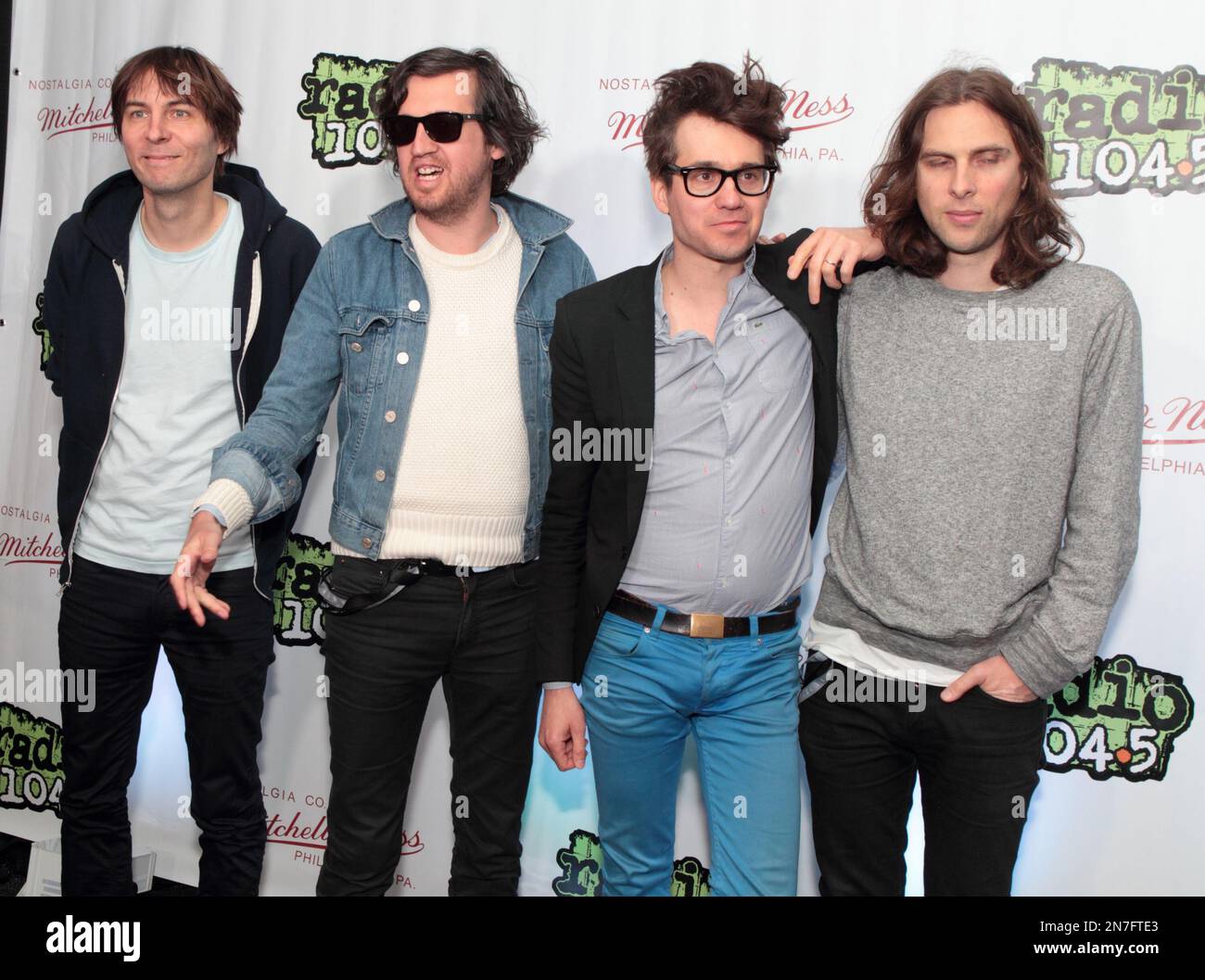Alternative rock band Phoenix pose for photos backstage at the Radio ...