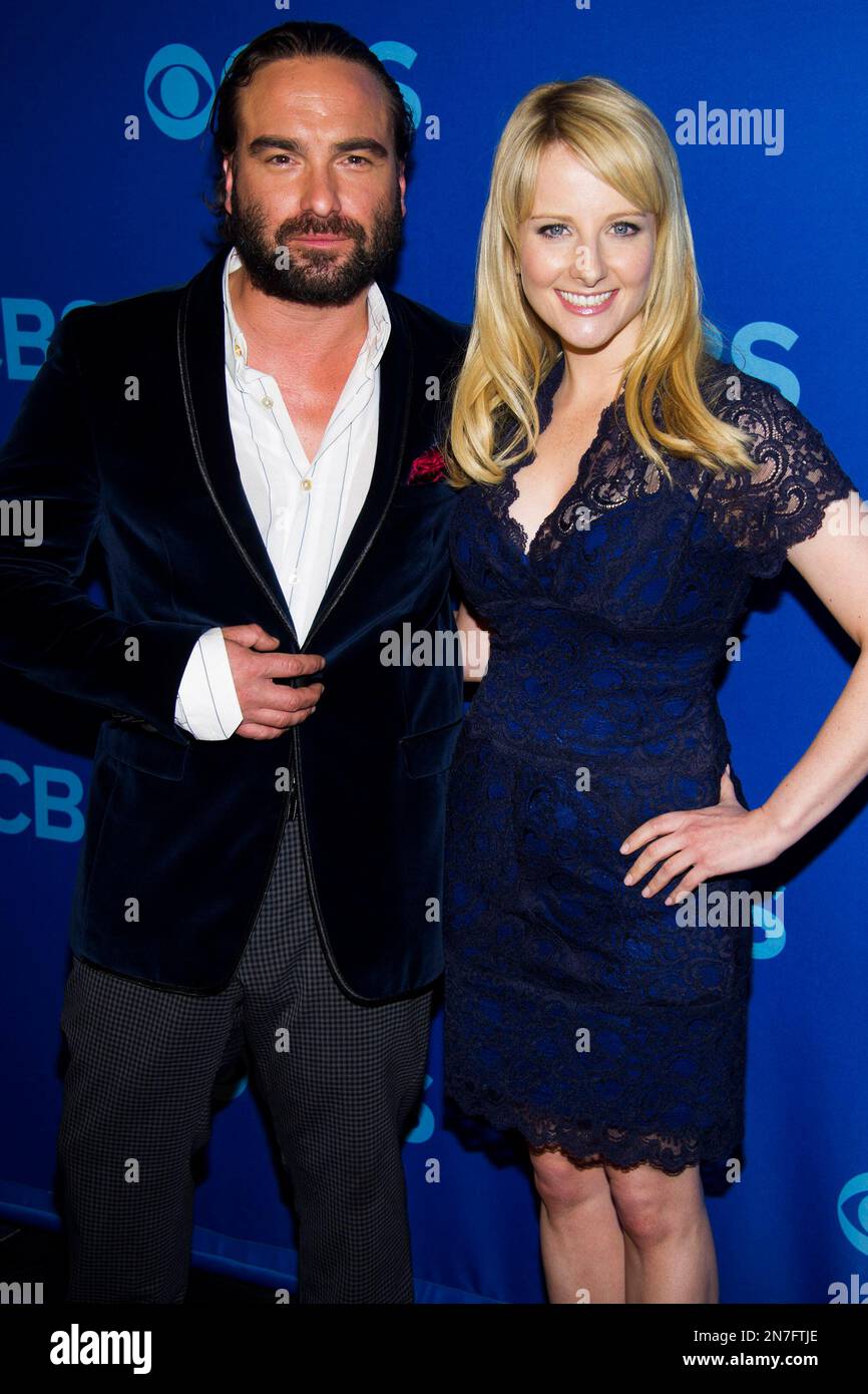 Johnny Galecki and Melissa Rauch attend the CBS Upfront on Wednesday ...