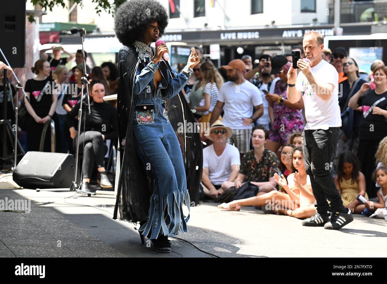 Drag artist Malcolm X performs during the official opening of Pride ...