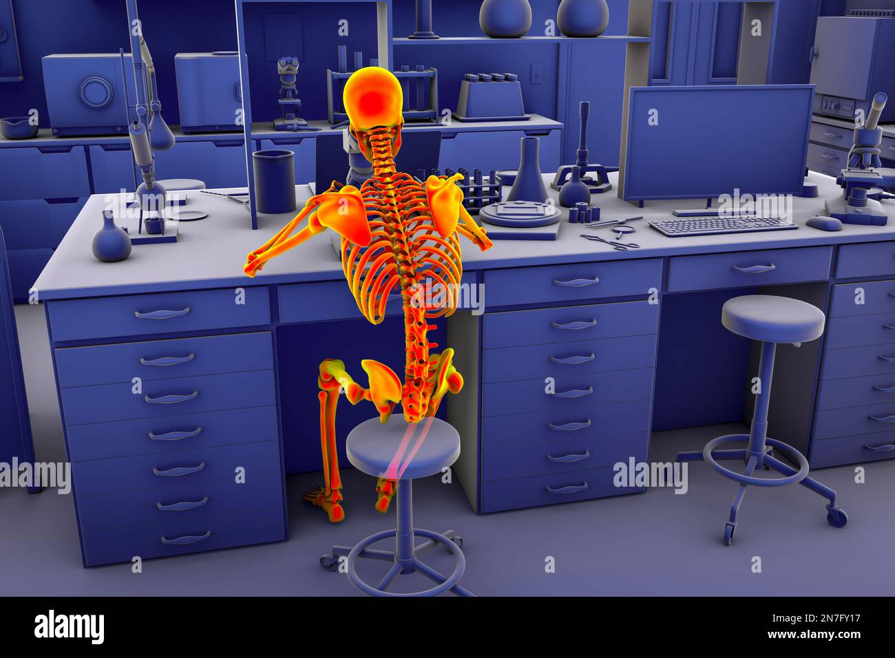 Musculoskeletal disorders in lab workers, illustration Stock Photo - Alamy