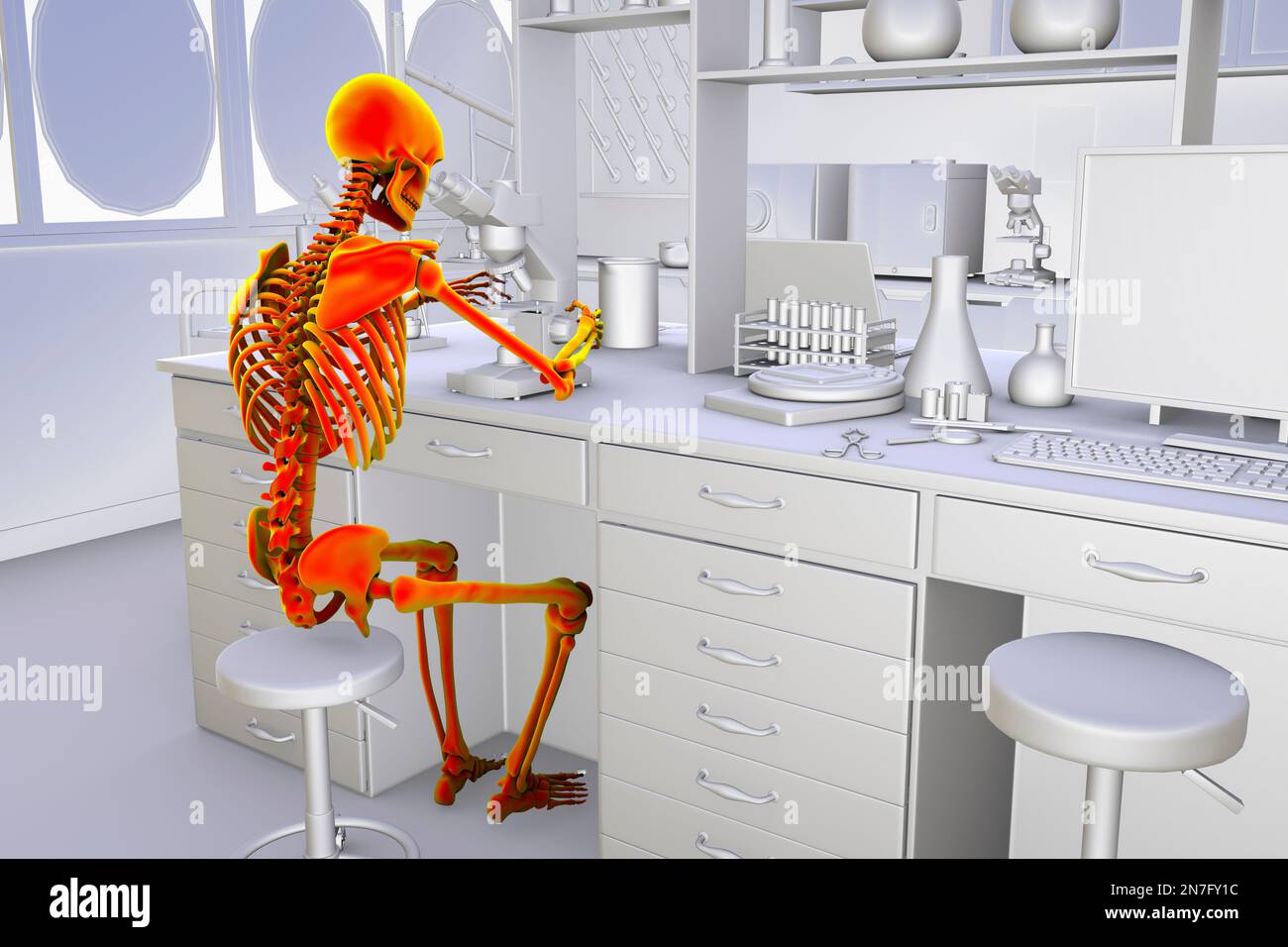 Musculoskeletal disorders in lab workers, illustration Stock Photo - Alamy
