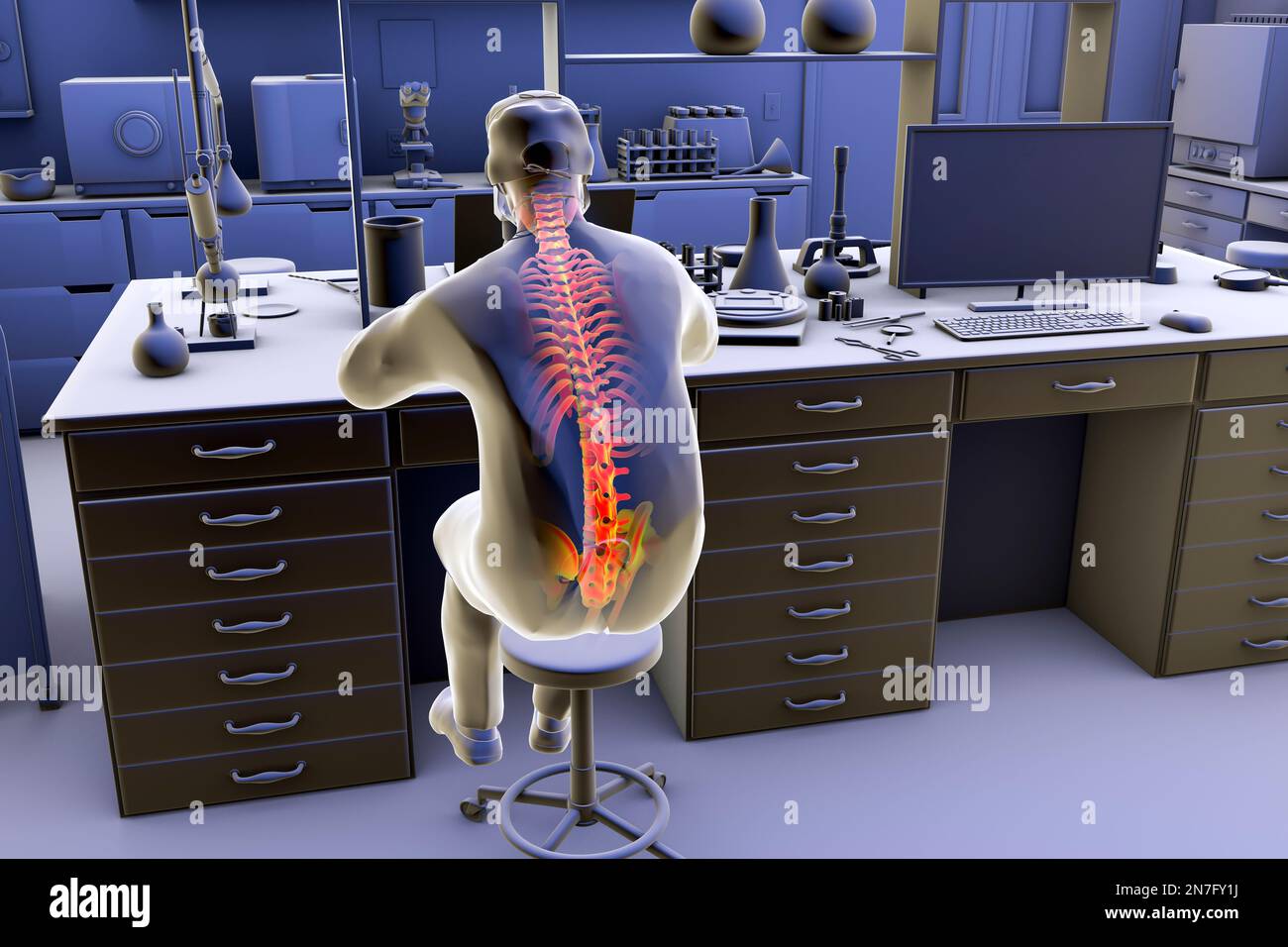Musculoskeletal disorders in lab workers, illustration Stock Photo - Alamy
