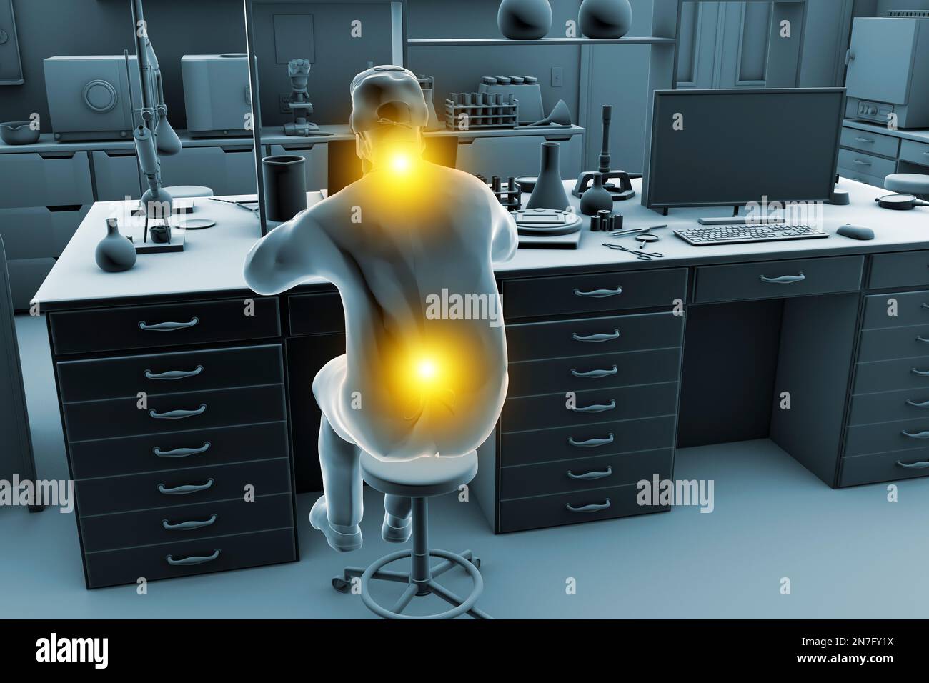 Musculoskeletal disorders in lab workers, illustration Stock Photo - Alamy