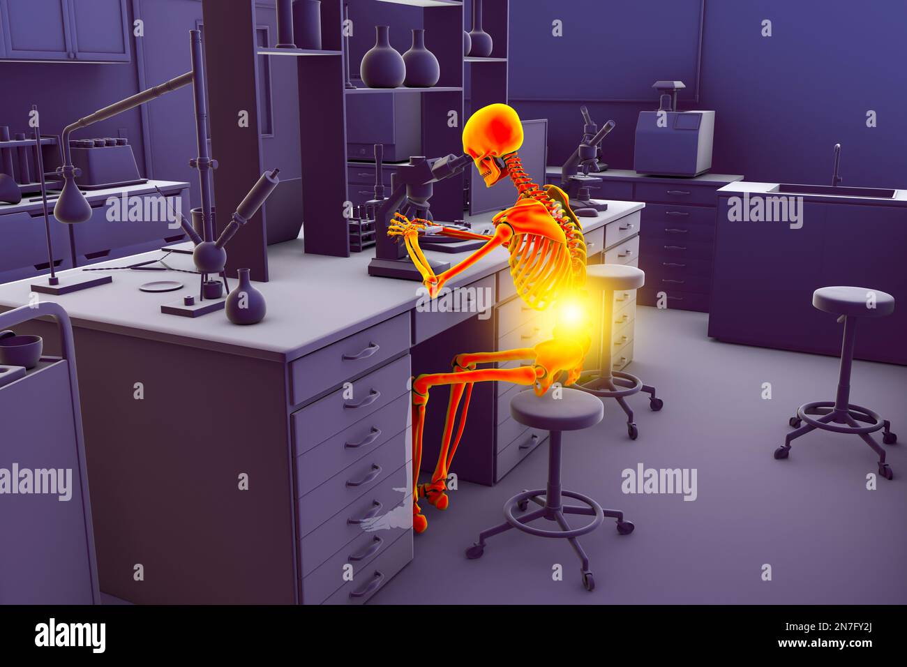 Musculoskeletal disorders in lab workers, illustration Stock Photo - Alamy