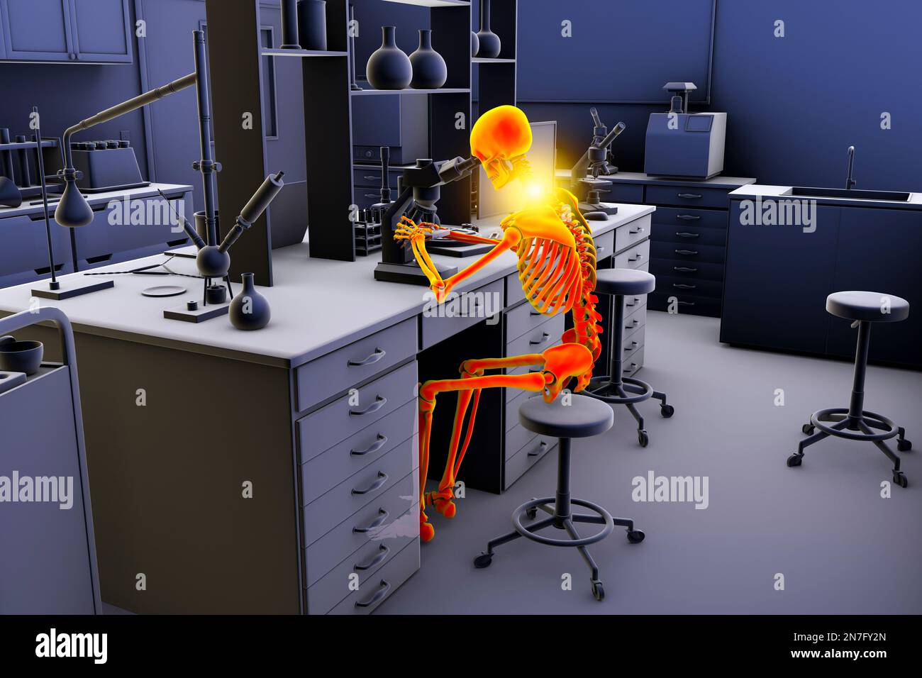 Musculoskeletal disorders in lab workers, illustration Stock Photo - Alamy