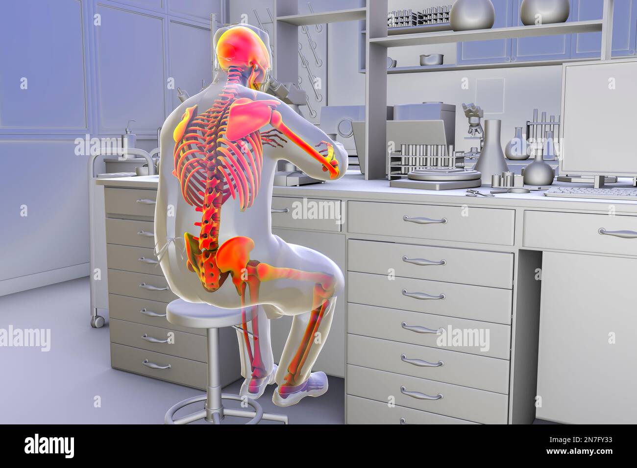 Musculoskeletal disorders in lab workers, illustration Stock Photo - Alamy