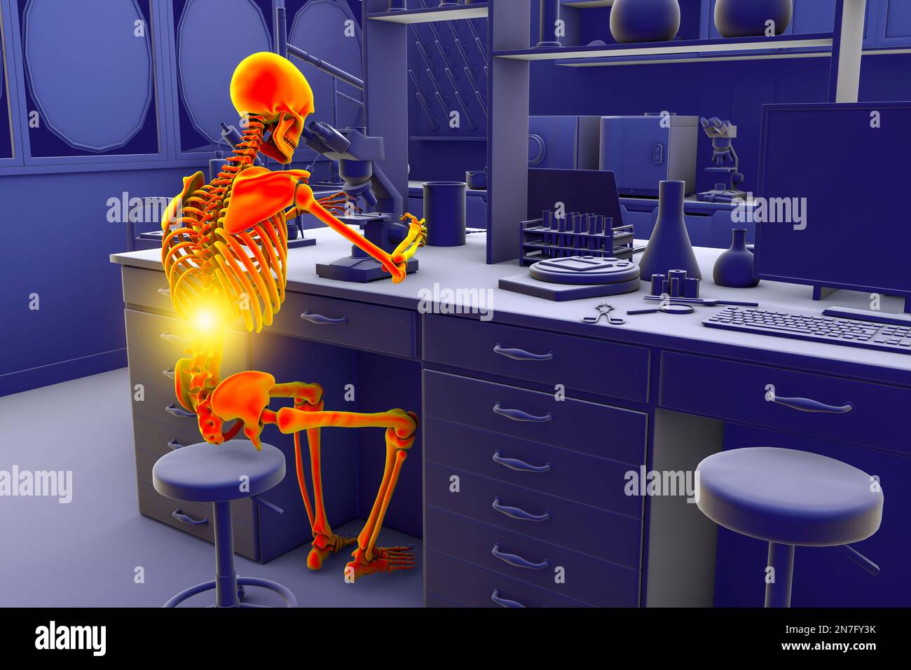 Musculoskeletal disorders in lab workers, illustration Stock Photo - Alamy