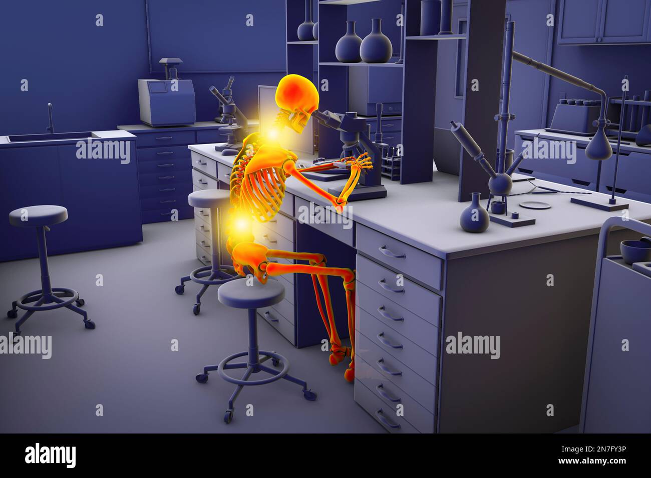 Musculoskeletal disorders in lab workers, illustration Stock Photo - Alamy