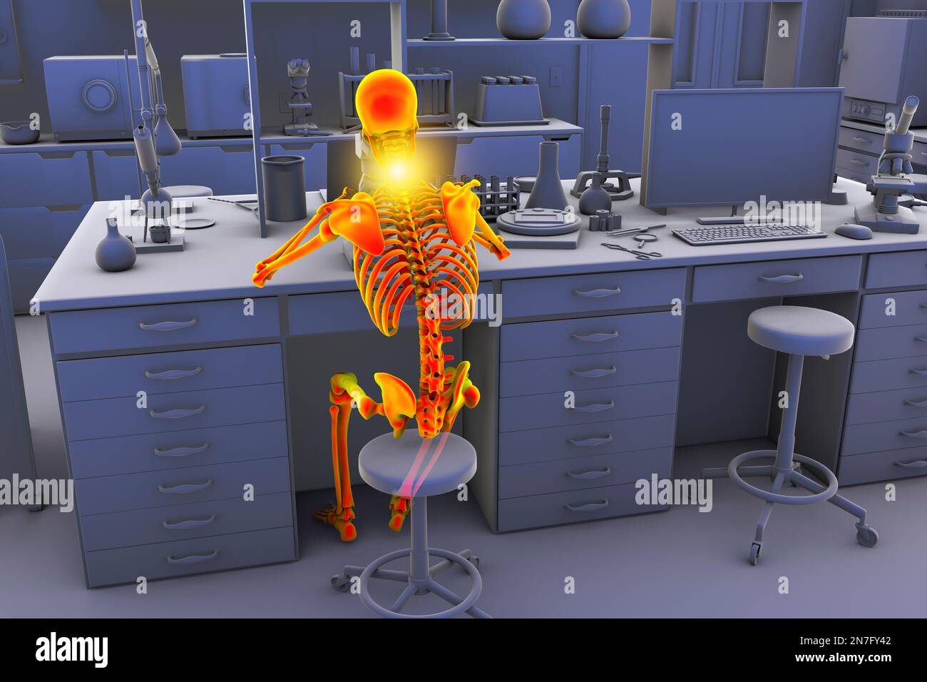 Musculoskeletal disorders in lab workers, illustration Stock Photo - Alamy