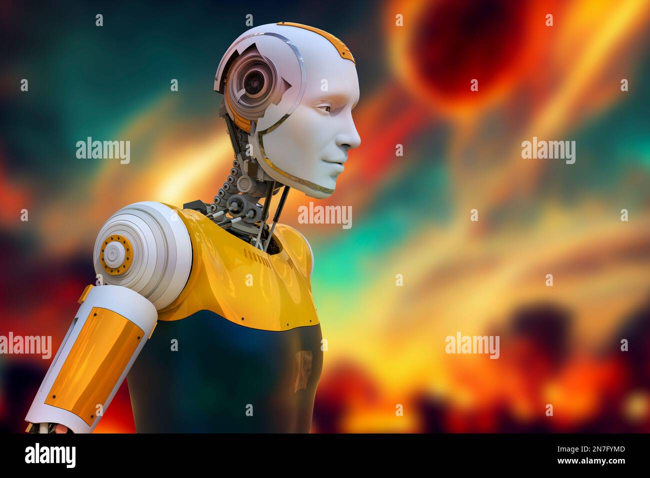 Futuristic humanoid robot, illustration Stock Photo - Alamy