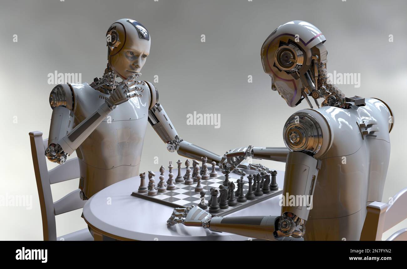 Robots playing chess, illustration Stock Photo - Alamy