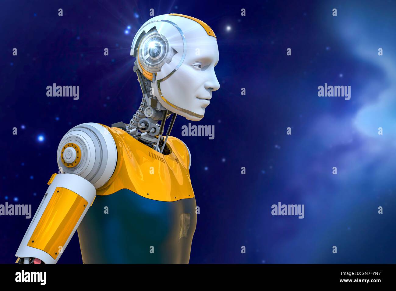 Futuristic humanoid robot, illustration Stock Photo - Alamy