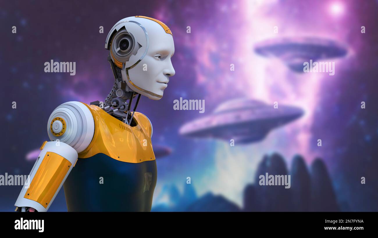 Futuristic humanoid robot, illustration Stock Photo - Alamy