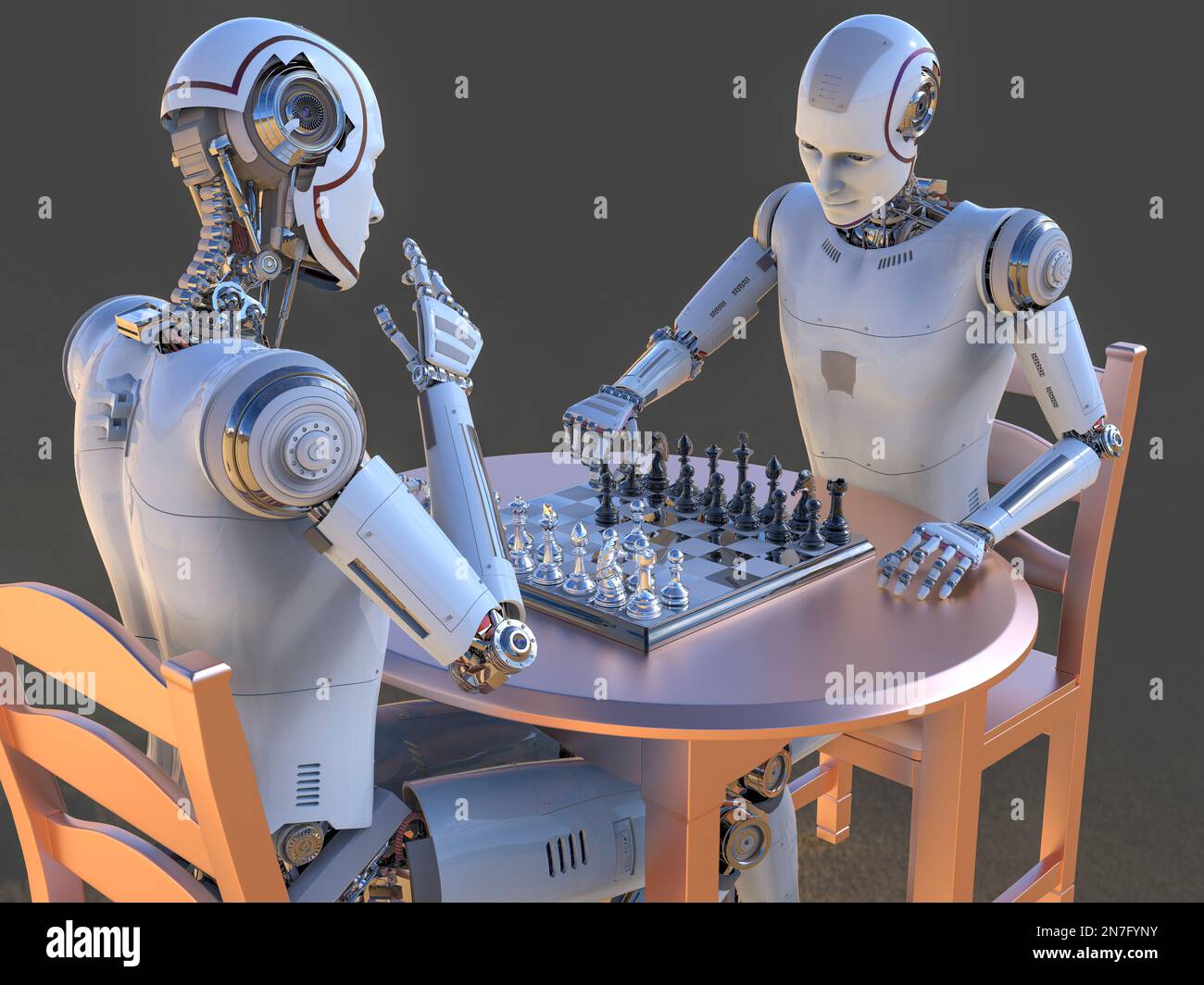 Robots playing chess, illustration Stock Photo - Alamy