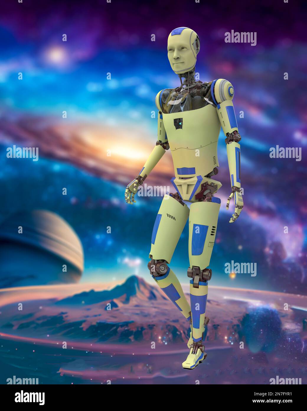Futuristic humanoid robot, illustration Stock Photo - Alamy