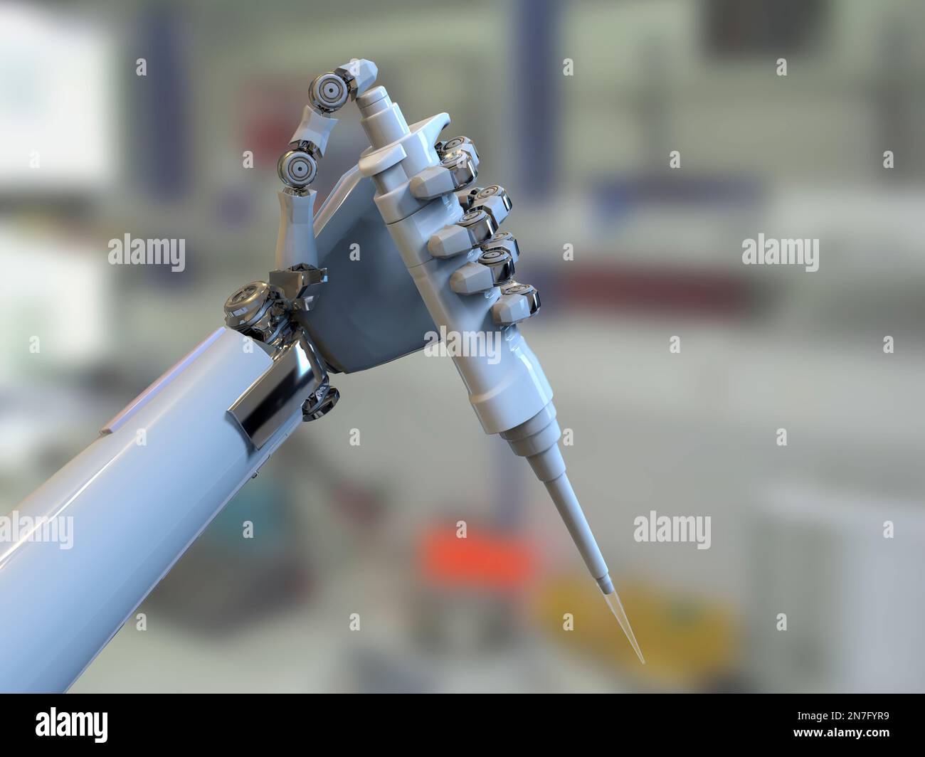 Humanoid robot working in laboratory, conceptual illustration Stock ...